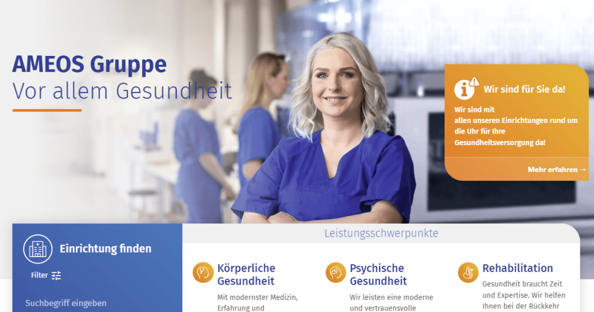 Qualitätskliniken.de gewinnt AMEOS Gruppe als Gesellschafter